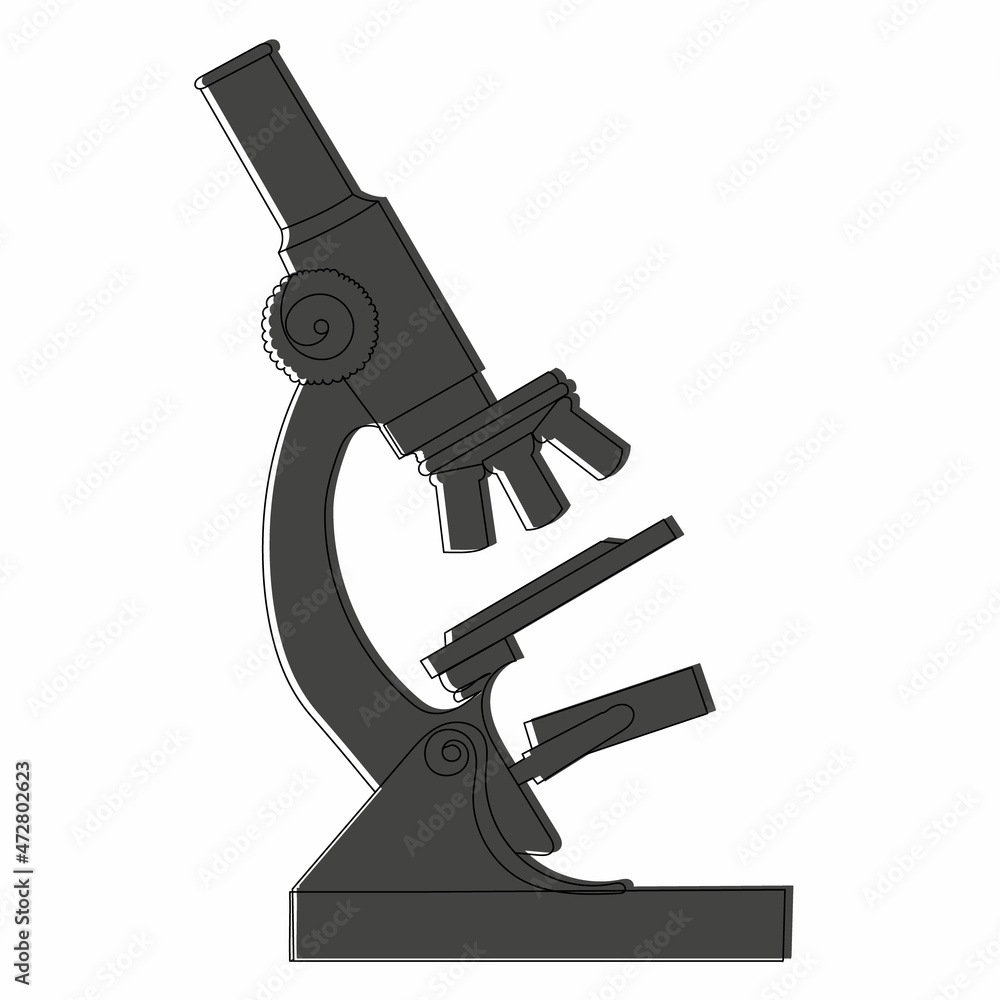 microscope sketch line drawing, vector Stock Vector | Adobe Stock