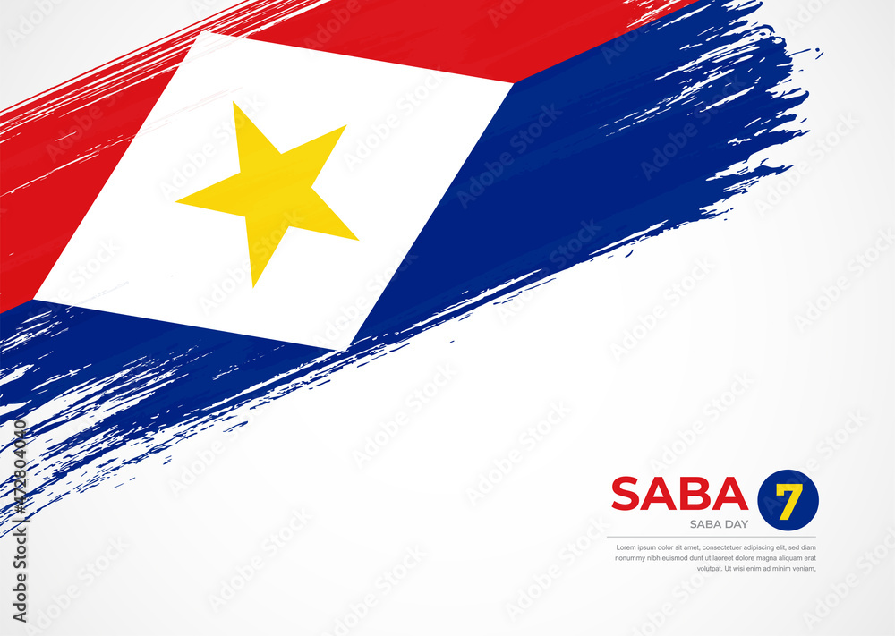 Flag of Saba with creative painted brush stroke texture background ...