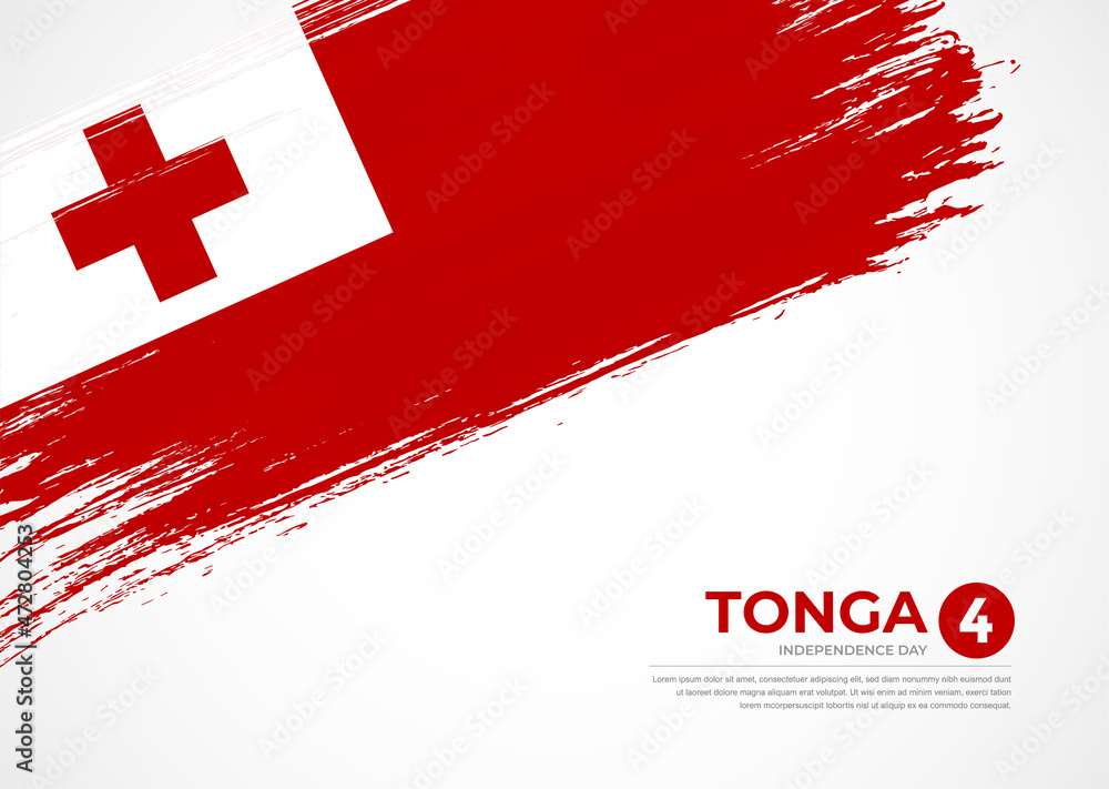 Flag of Tonga with creative painted brush stroke texture background ...