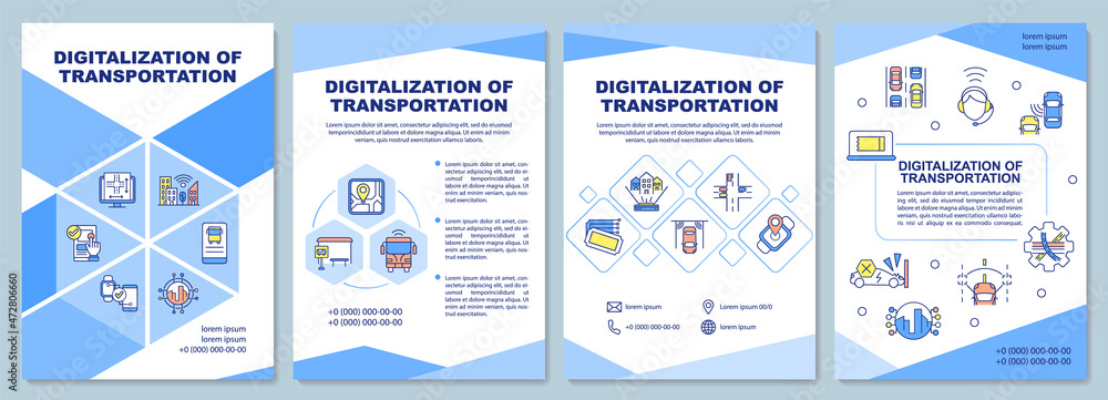 Digitalization of transportation brochure template. Public vehicle ...