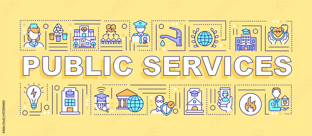 Public services word concepts banner. Infrastructures organization ...