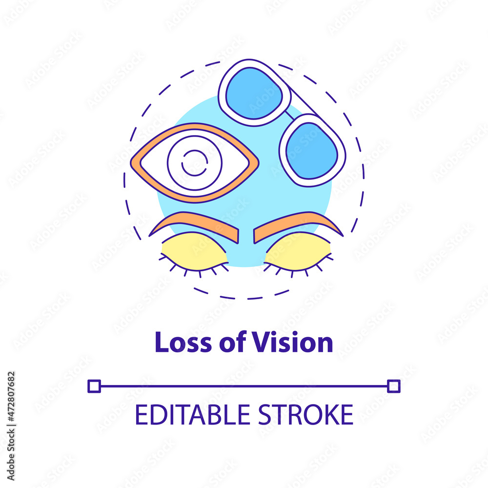 Loss of vision concept icon. One of major side effects and risks after ...