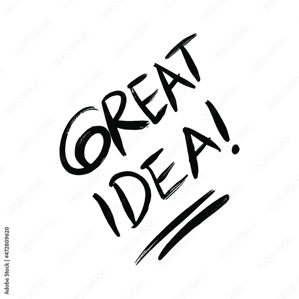 great idea vector Handwritten text on isolated white baground, vector ...