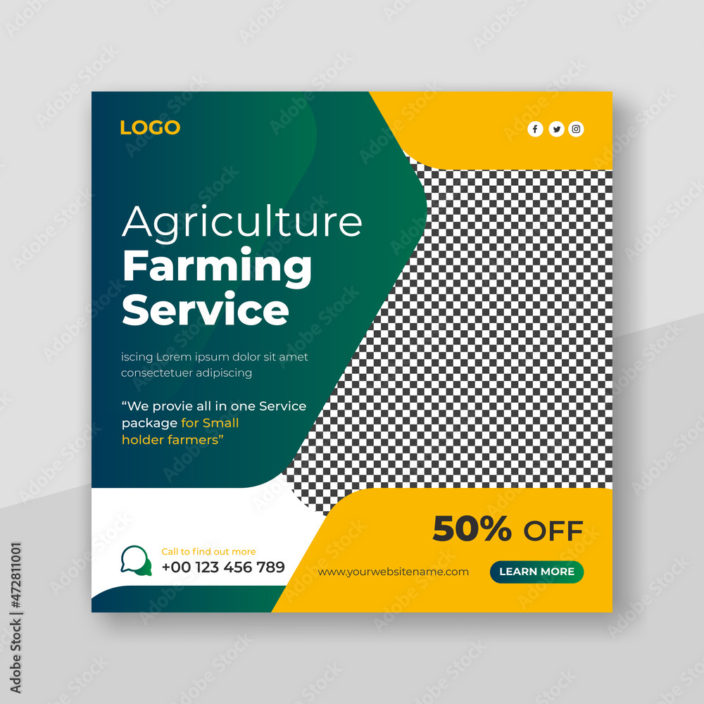 Agriculture farming service social media banner,Lawn gardening service ...