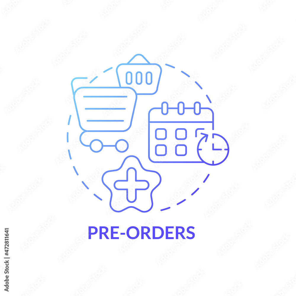Pre-orders of products concept icon. Strategy to learn consumer needs ...