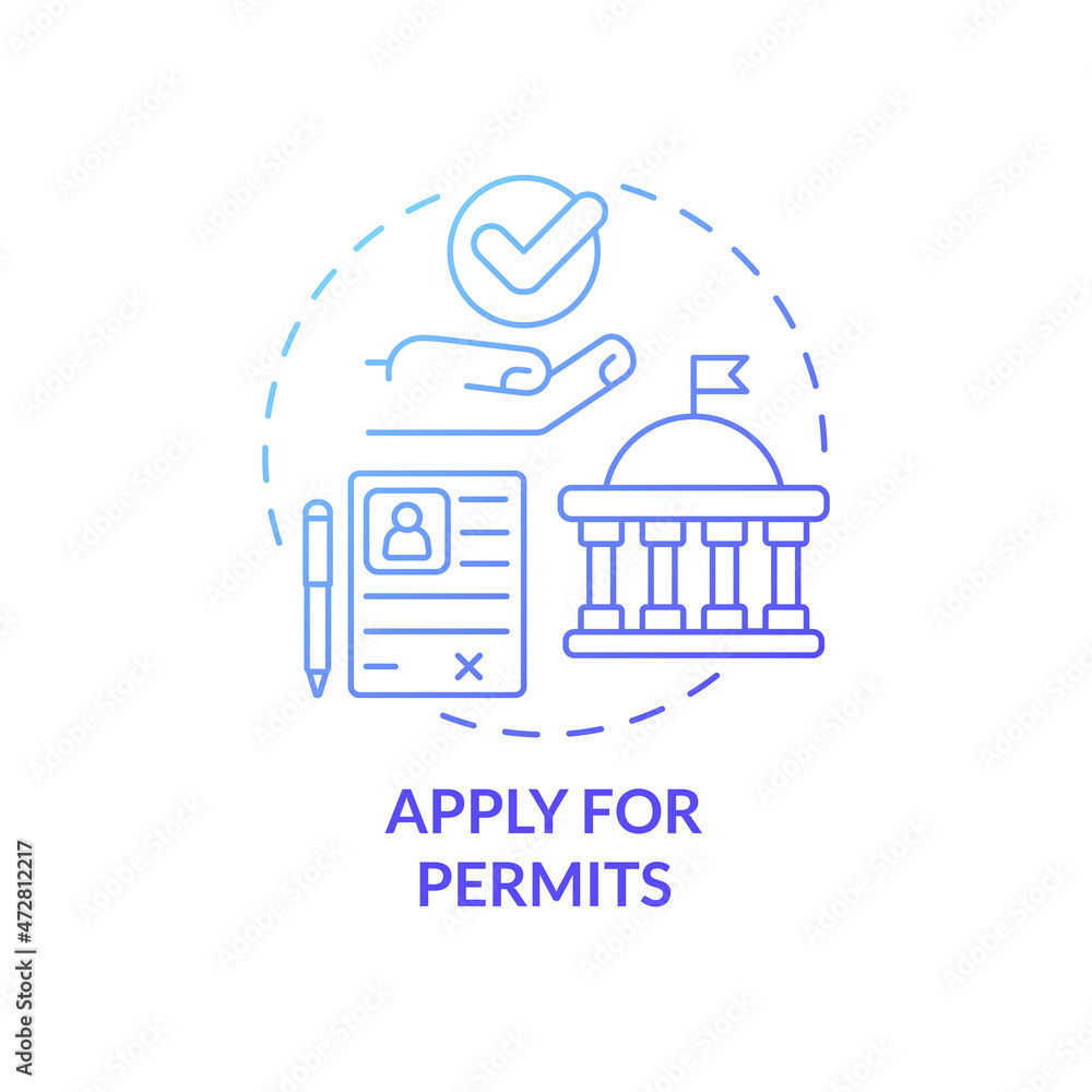Apply for permits gradient concept concept icon. Small business ...