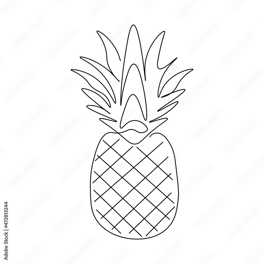 Pineapple line drawing vector. Isolated icon. Fruits Vector. Design ...
