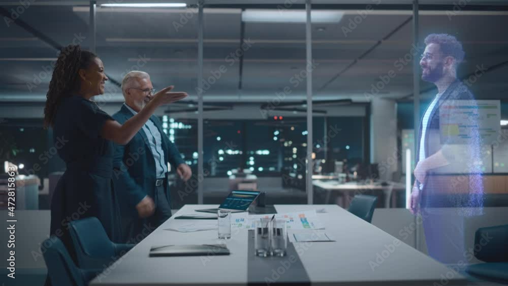 Future Office Online Meeting Video Conference Call: Businesspeople ...