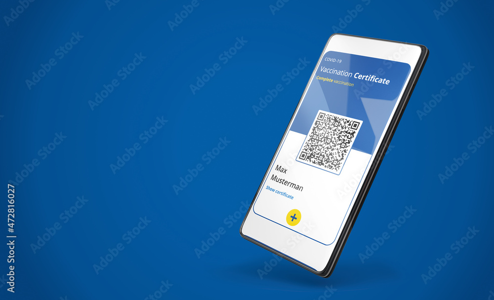 sample data COVID-19 Vaccination Certificate on mobile phone with QR ...