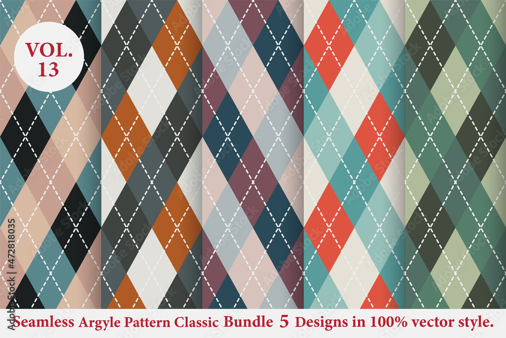 Argyle classic Pattern Bundle 5 designs Vol.13,Argyle vector,argyle ...