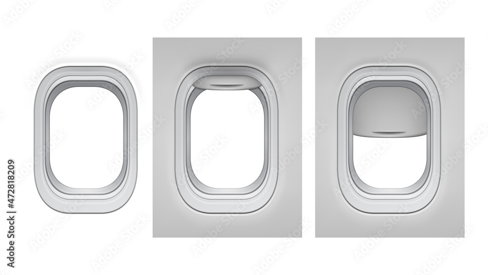 Plane aircraft window vector. Flight porthole view. inside airplane ...