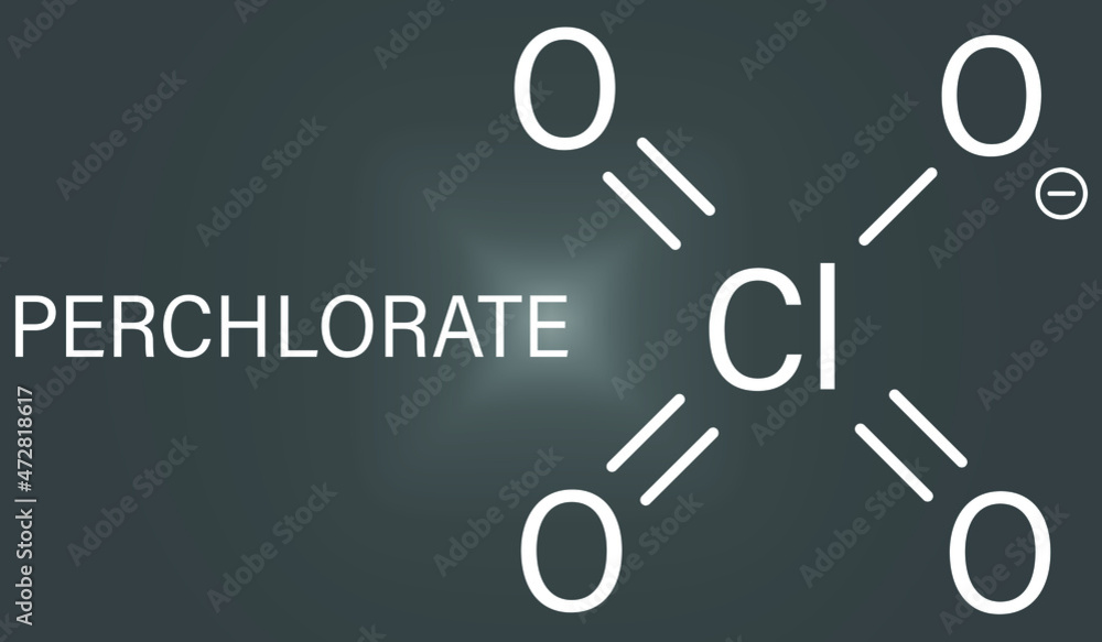 Vetor de Perchlorate anion, chemical structure. Salts are used in ...