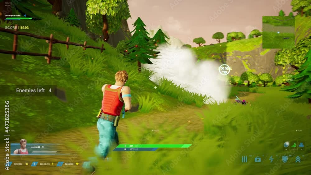 Video Game Mock-up. Gameplay of 3D Third Person Shooter Online ...