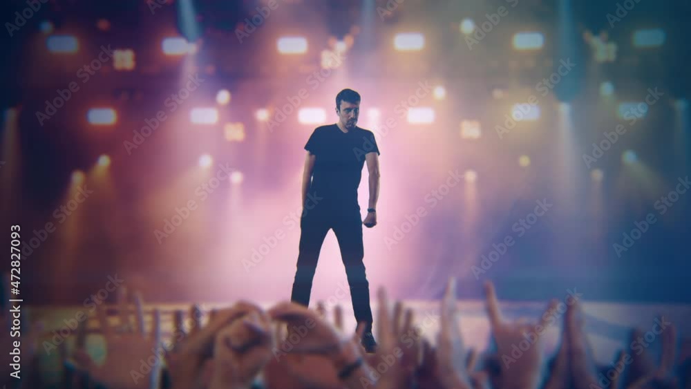 Male Dancer Performs On Stage For Crowd Cheering, Funny Dance. Funny ...