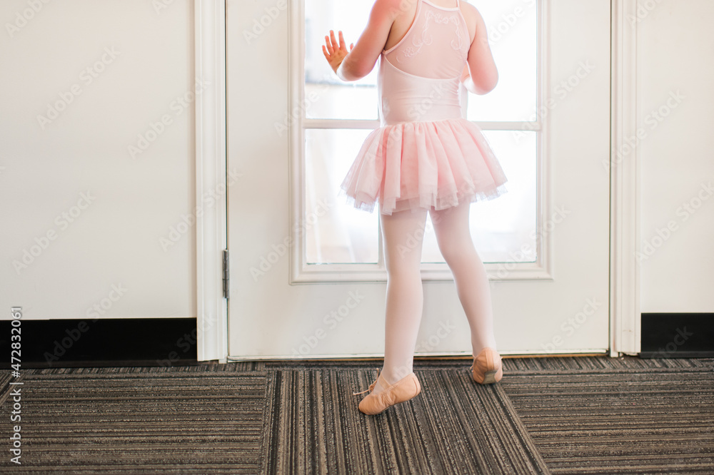 Young Girl Child Kid Ballerina on Tip Toes Watching Dance Class Waiting ...