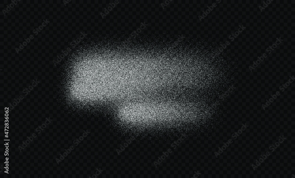 Sugar powder, salt vector texture. Flour isolated on black transparent ...