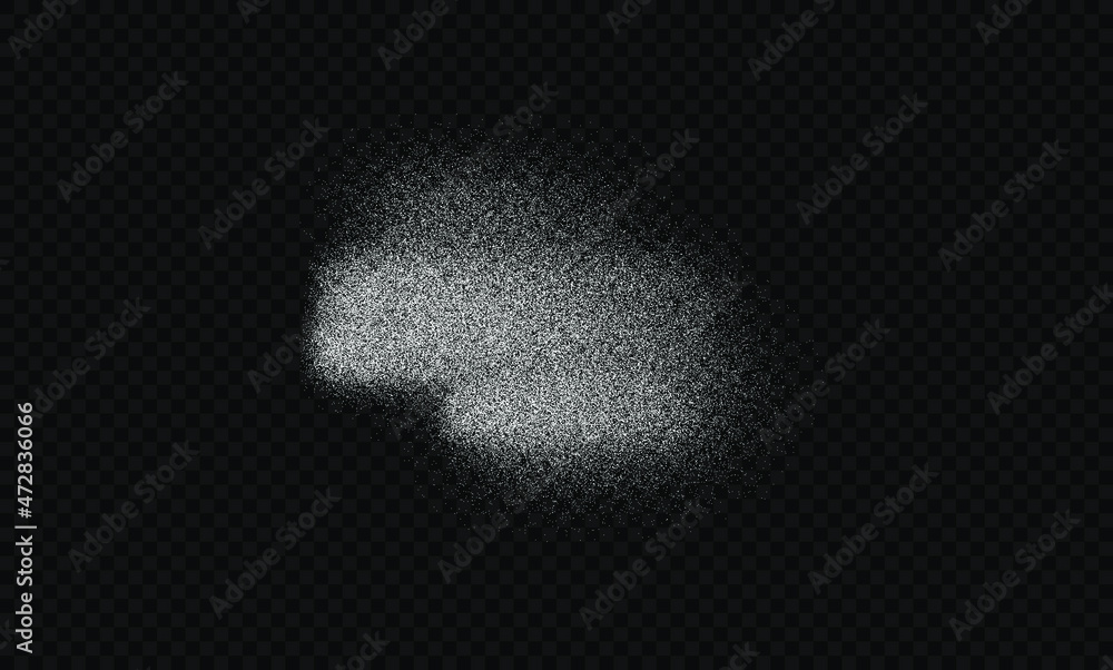 Sugar powder, salt vector texture. Flour isolated on black transparent ...