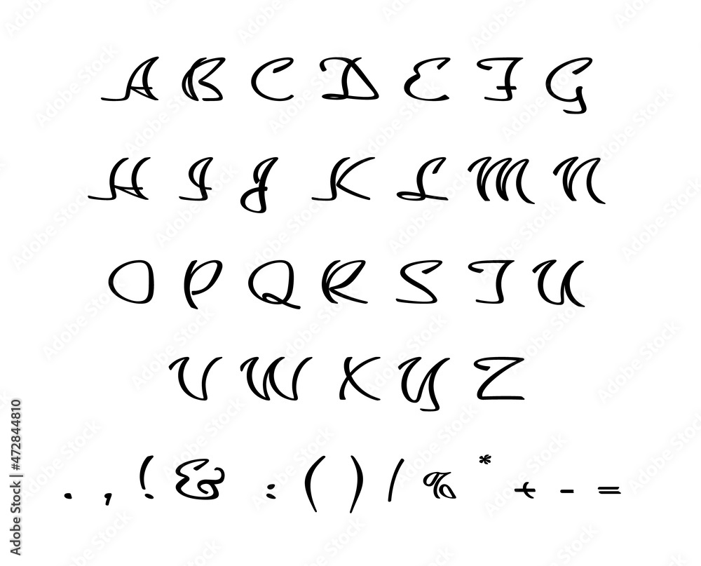 Black creative cursive alphabet set. Vector decorative typography ...