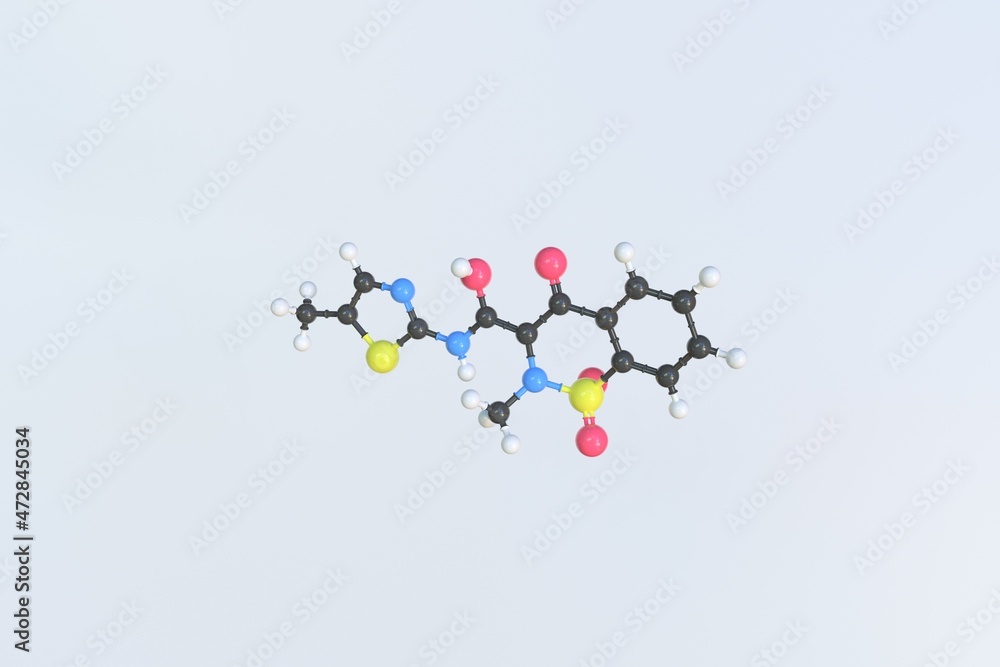 Meloxicam molecule, scientific molecular model, looping 3d animation ...