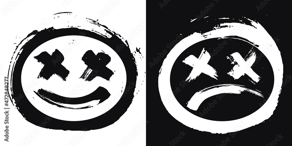 Hand drawn sad, sorrowful, mournful, deplorable, dismal, tragic and ...