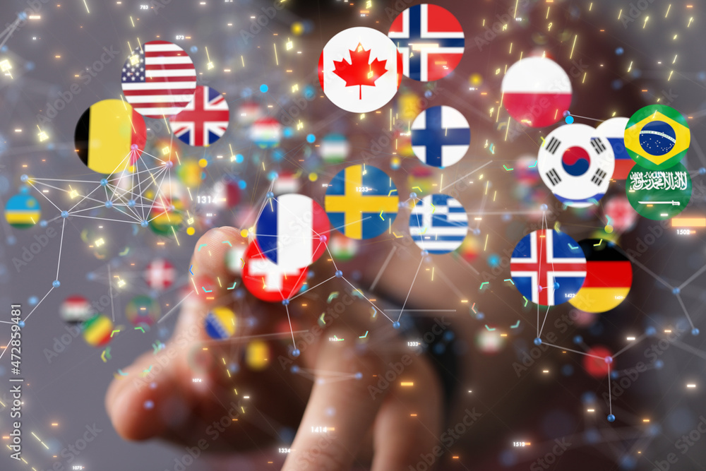 Global communication, international messaging and translation concept ...