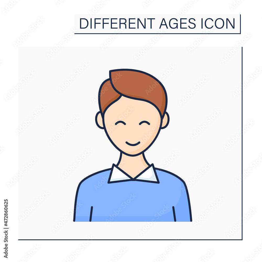 Early adulthood color icon. Adult man. Happy young male person. Life ...