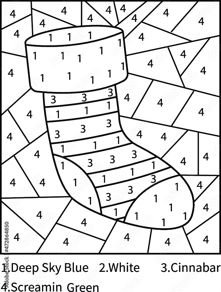 Christmas Color By Number Stock Vector | Adobe Stock