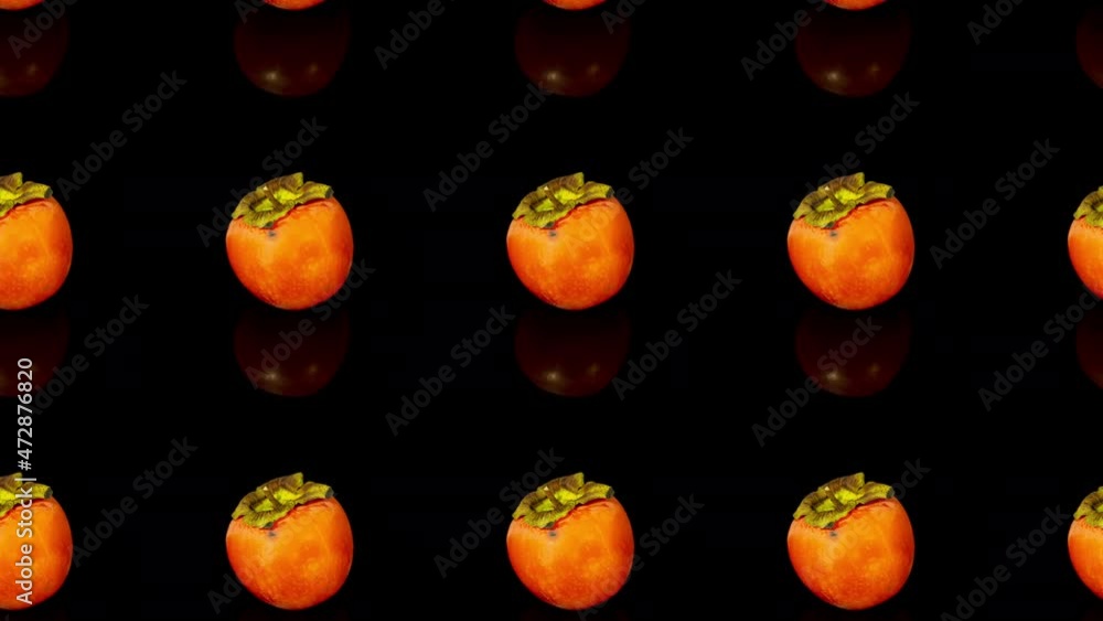 Persimmon fruit pattern on black background, 2D animation screensaver ...