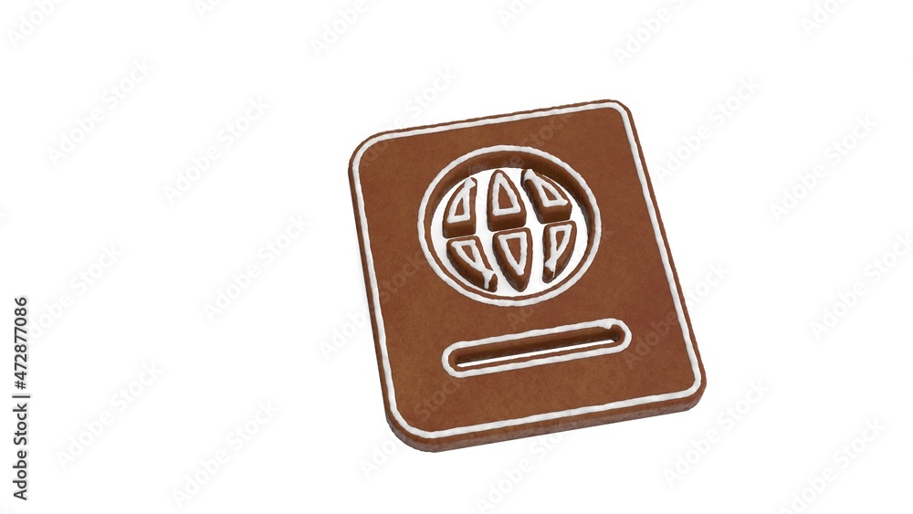 3d rendering of gingerbread symbol of passport isolated on white ...