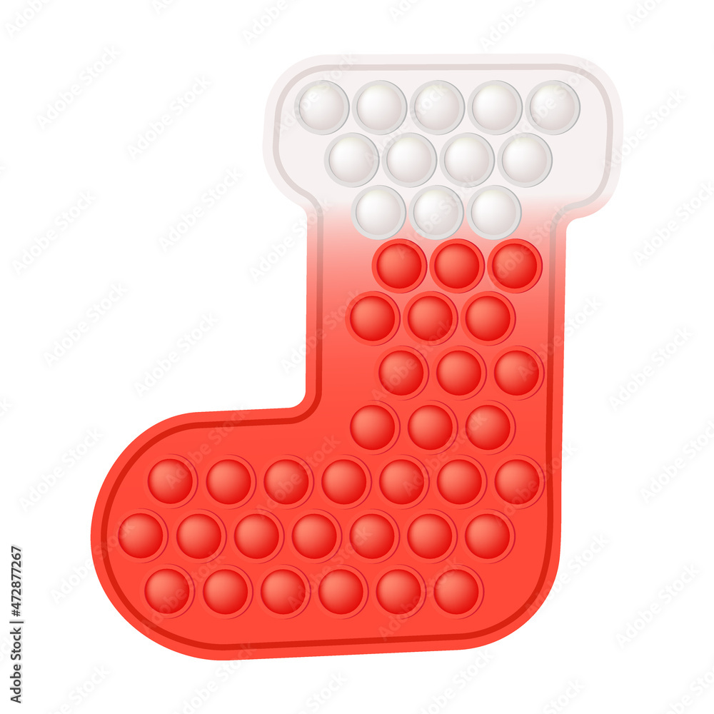 Christmas popit trendy fidget toy - traditional holiday sock in red and ...