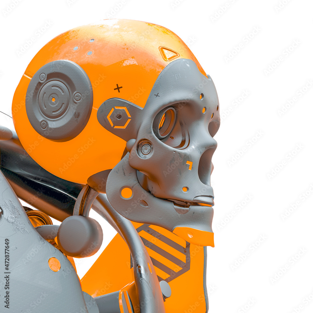 skull bot id profile portrait in a white background side view Stock ...