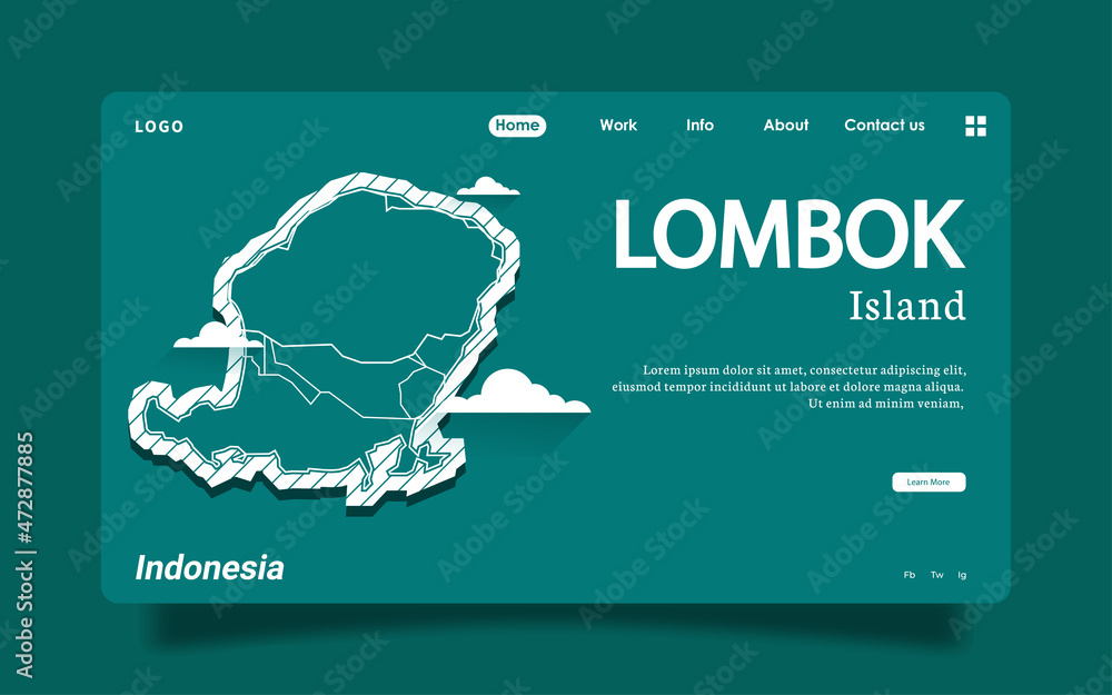 Landing Page - Post template for social media Lombok Island vector map ...