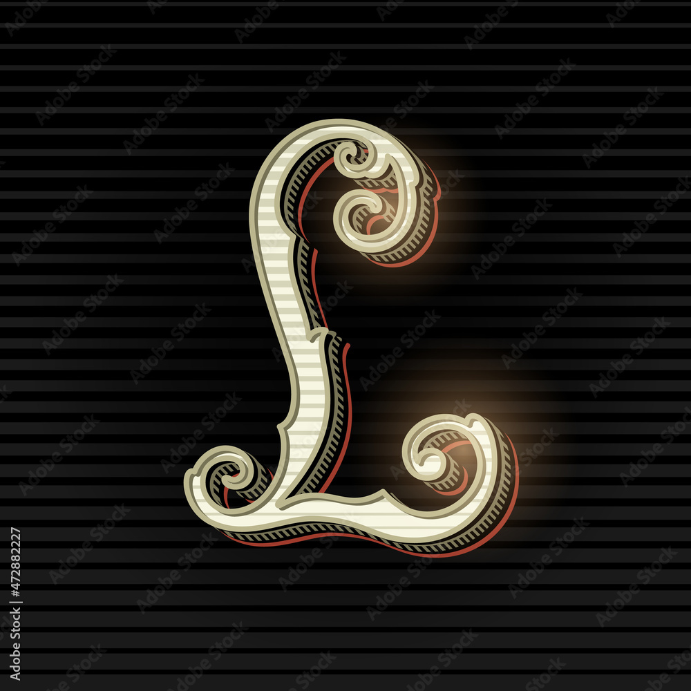Vector illustration of Elegant letter L. Graceful style. Calligraphic ...
