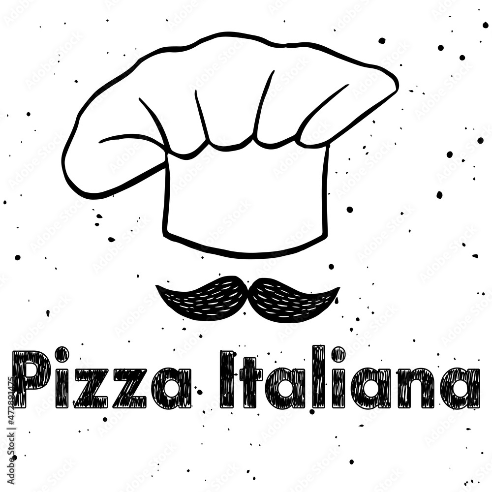 Vector logo for italian restaurant. Chef's hat with moustache under it ...