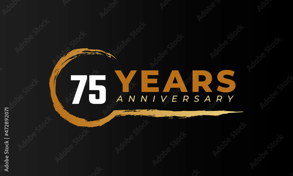 75 Year Anniversary Celebration with Circle Brush in Golden Color ...