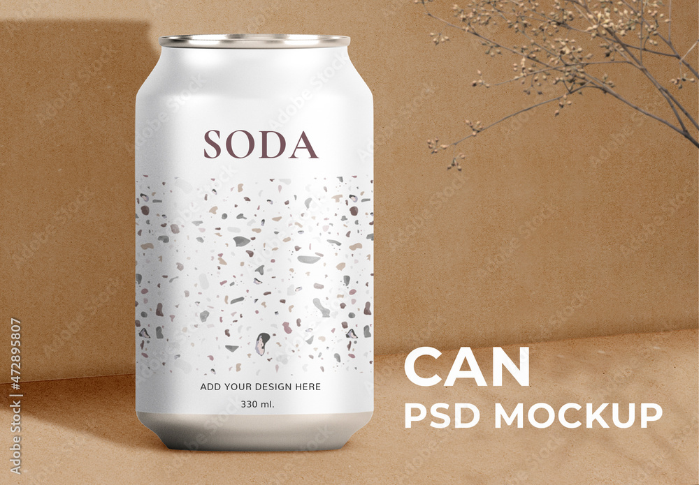 Editable Soda Can Mockup Stock Template | Adobe Stock