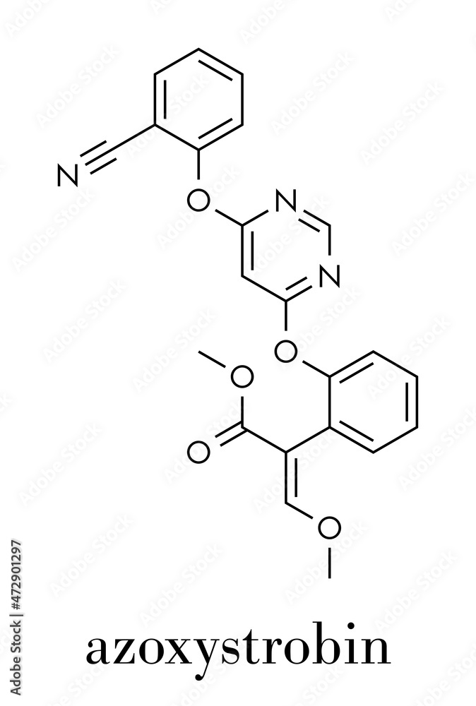 Azoxystrobin fungicide molecule. Skeletal formula. Stock Vector | Adobe ...