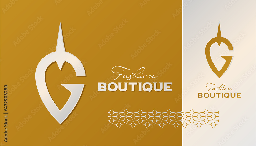 Silver Necklace Pendant shaped letter G logo in gold and silver color ...