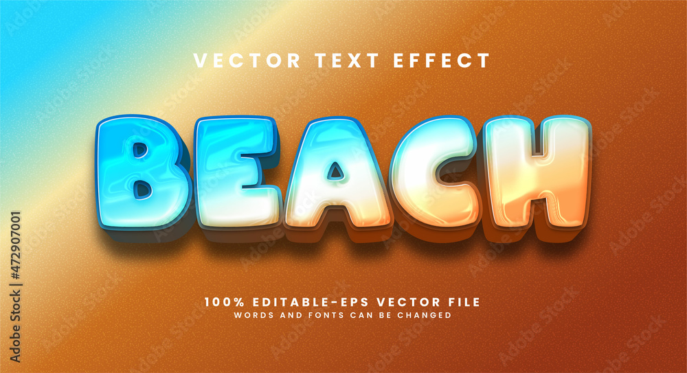 Beach elegant 3D text effect. Editable text style effect with beach ...
