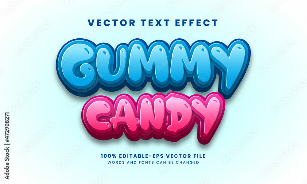 Gummy candy 3D text effect. Editable text style, suitable for food ...