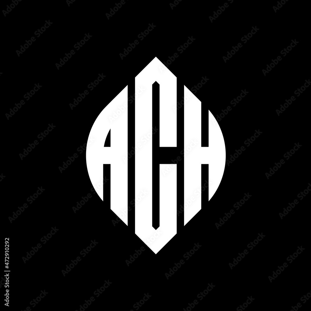 ACH circle letter logo design with circle and ellipse shape. ACH ellipse letters with ...