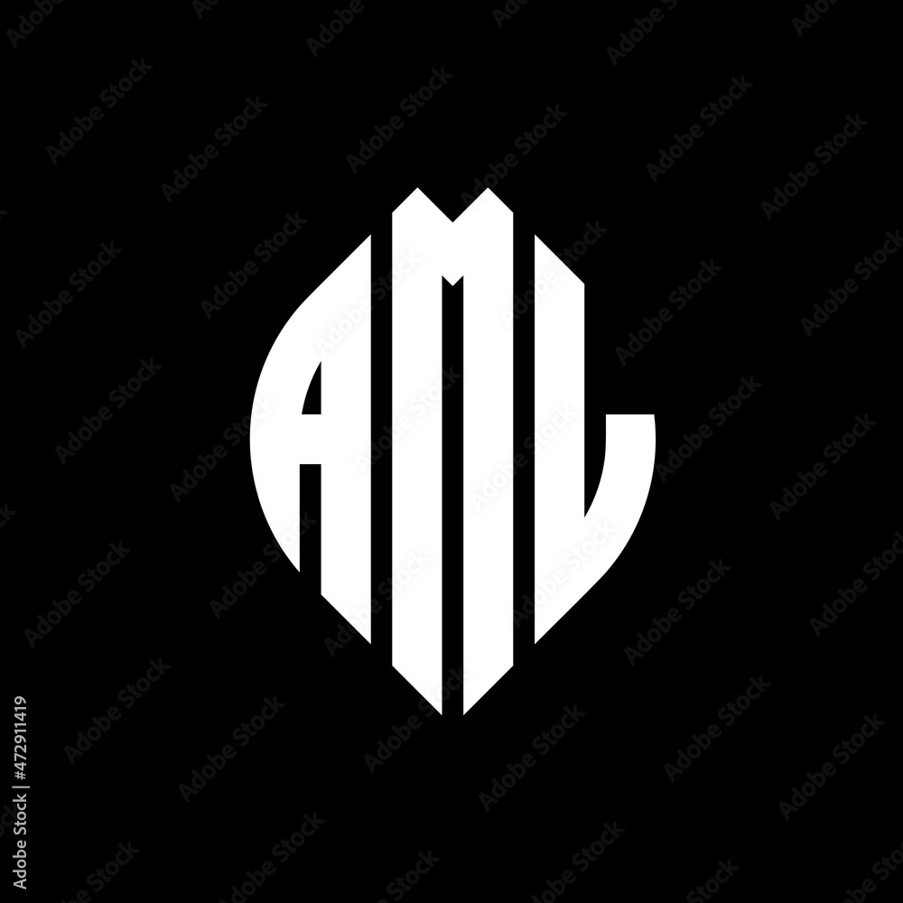 AML circle letter logo design with circle and ellipse shape. AML ...