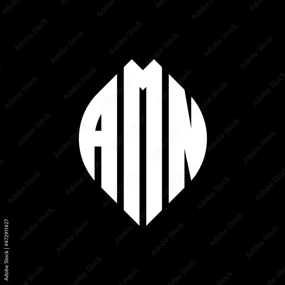 AMN circle letter logo design with circle and ellipse shape. AMN ...