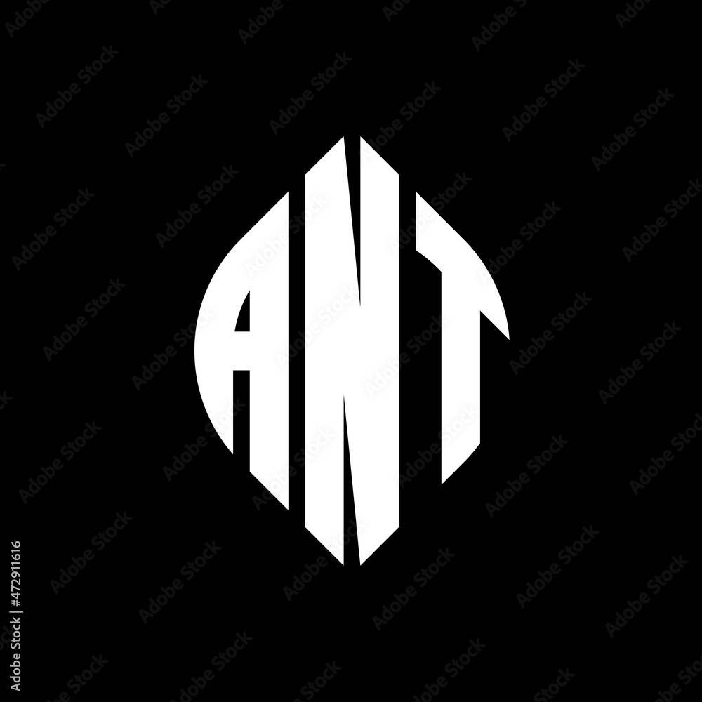 ANT circle letter logo design with circle and ellipse shape. ANT ...