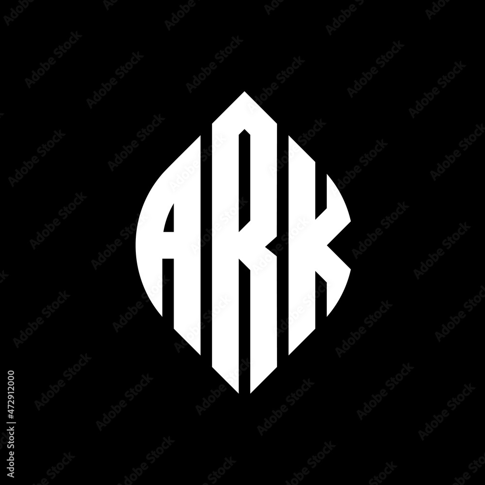 ARK circle letter logo design with circle and ellipse shape. ARK ...