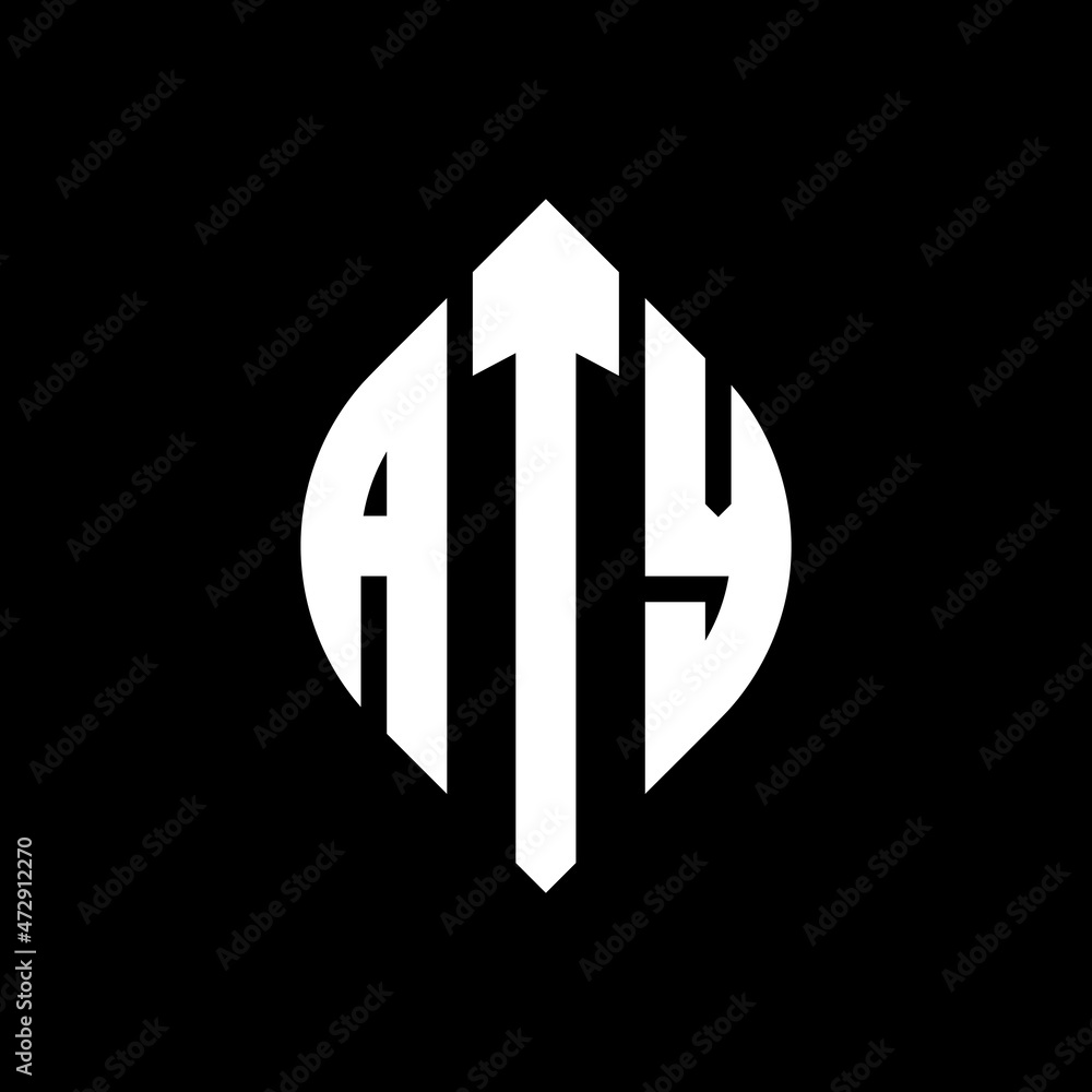 ATY circle letter logo design with circle and ellipse shape. ATY ...