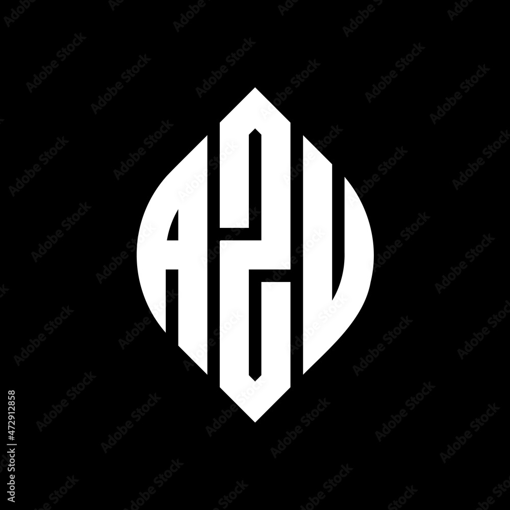 AZU circle letter logo design with circle and ellipse shape. AZU ...
