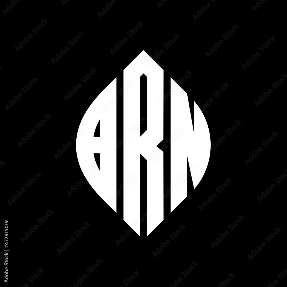 BRN circle letter logo design with circle and ellipse shape. BRN ...