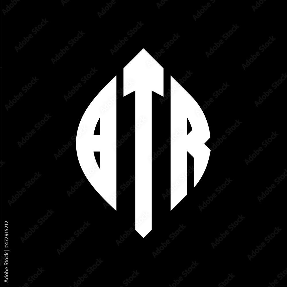 BTR circle letter logo design with circle and ellipse shape. BTR ...