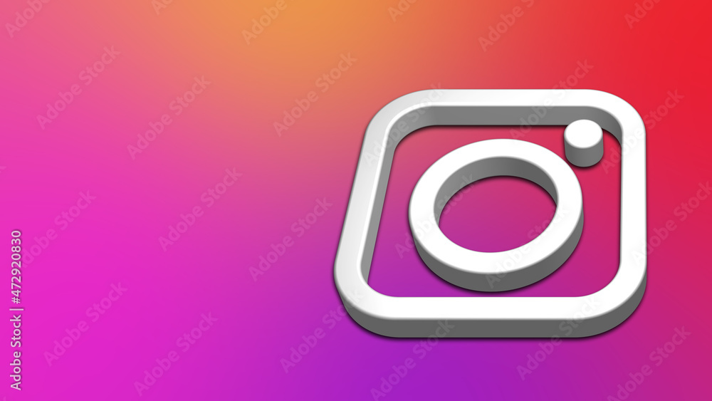 3D Render of Instagram Logo In Gradient color Background . white ...